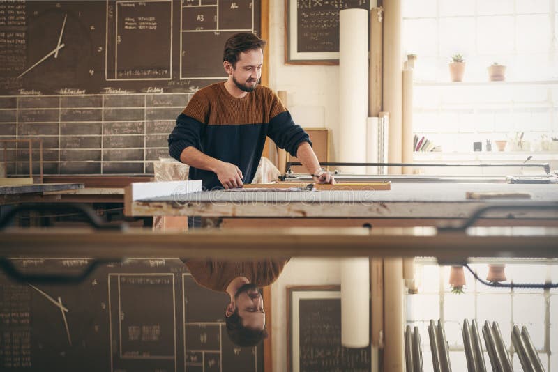 Skilled Framer and Craftsman at Work in His Studio Stock Photo - Image ...