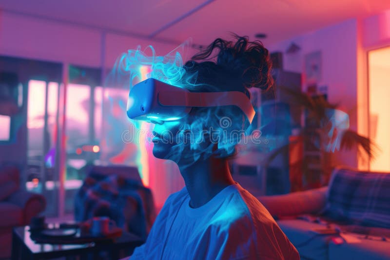 Skilled Gamer Using VR Goggle Connecting in Visual World Program. AIG42 ...