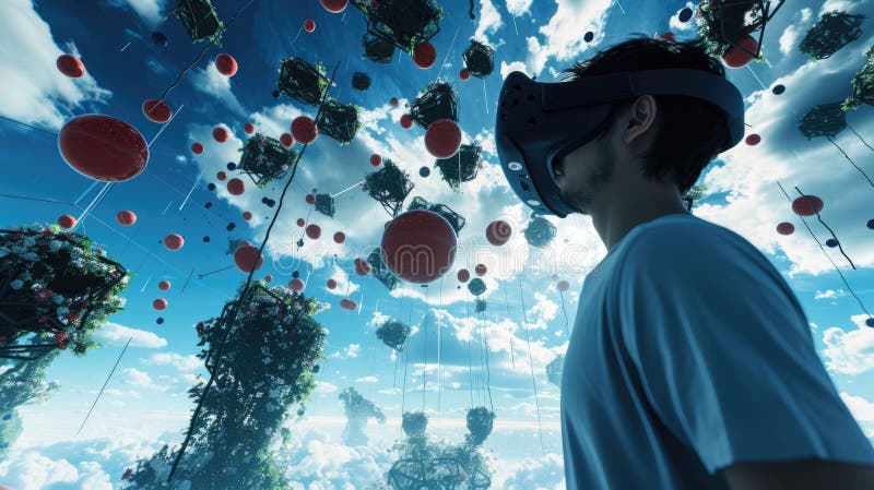 Skilled Gamer Using VR Goggle Connecting in Visual World Program. AIG42 ...