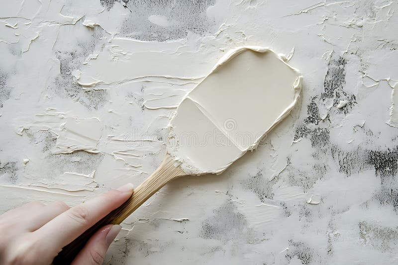 Skilled Hand Removing Old Plaster with Metal Spatula on Wall Stock ...