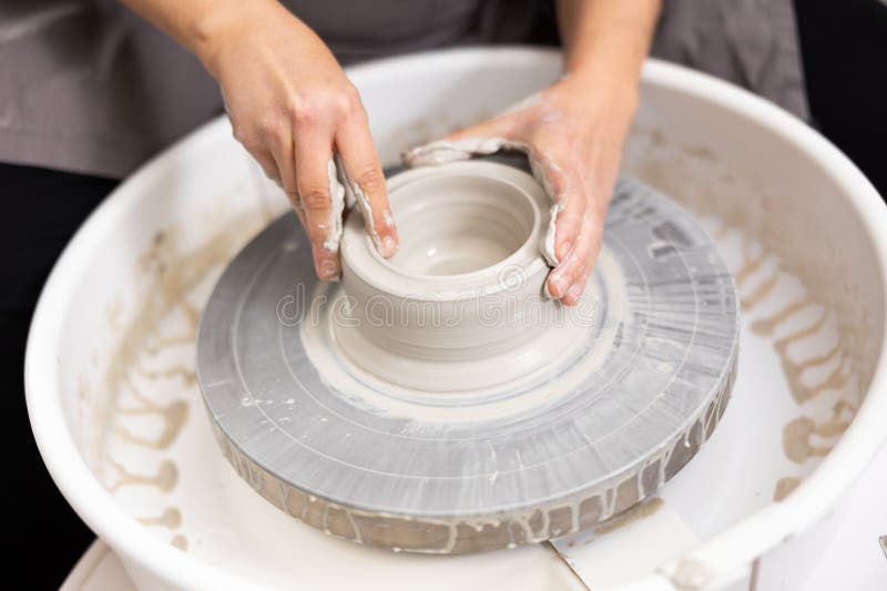 Diligent Work on Potters Wheel Stock Image - Image of hand, creativity ...