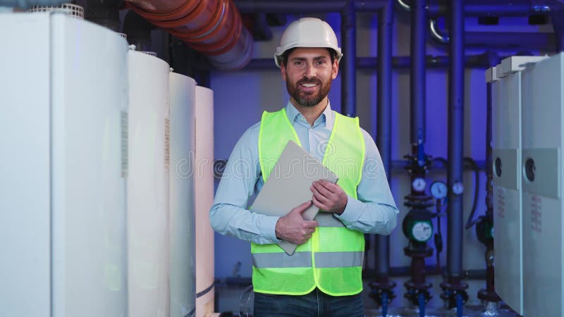 Skilled Heating Engineer in Boiler Room, Overseeing Hydraulic Systems ...