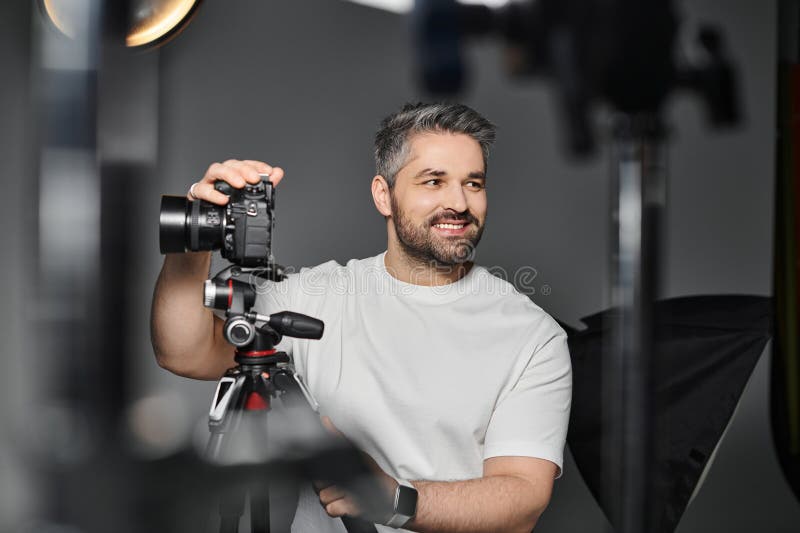 Creative Man Capturing Moments in a Stock Photo - Image of creative ...