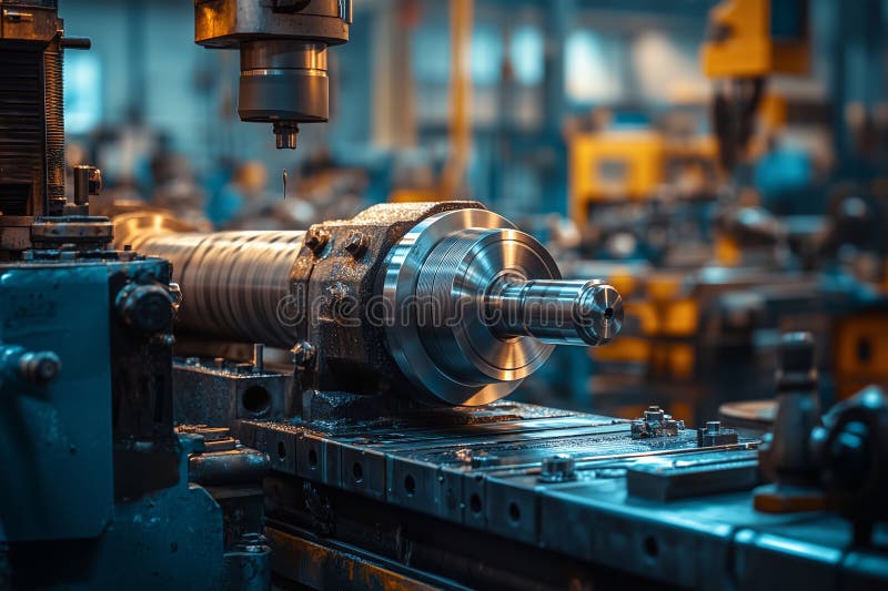 Skilled Lathe Operator Demonstrates Precision in a Busy Workshop ...