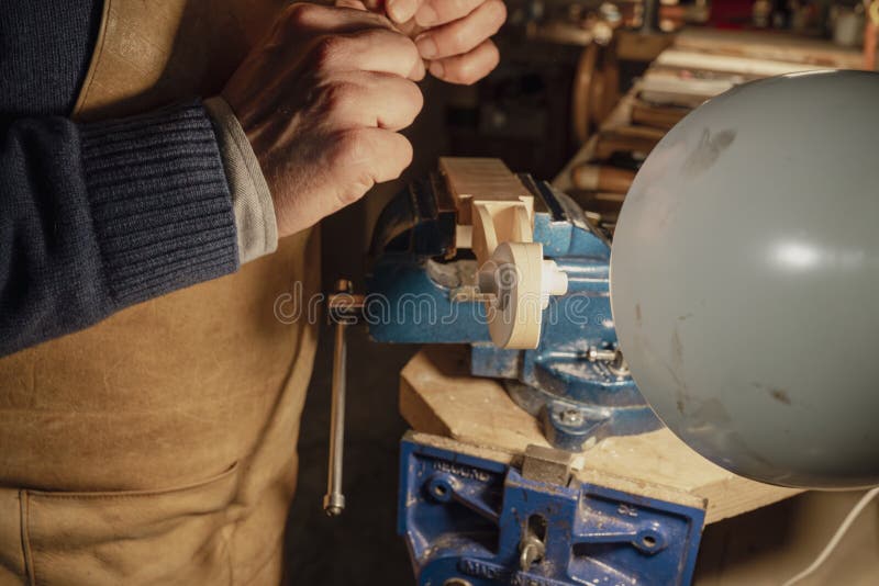 Luthier Crafting Violin Scroll Using Traditional Tools and Techniques ...