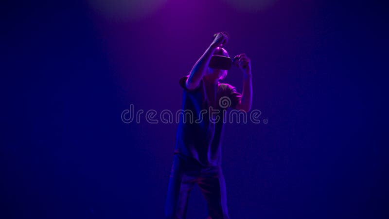 Skilled Man Playing Immersive Virtual Reality Game. Technology ...