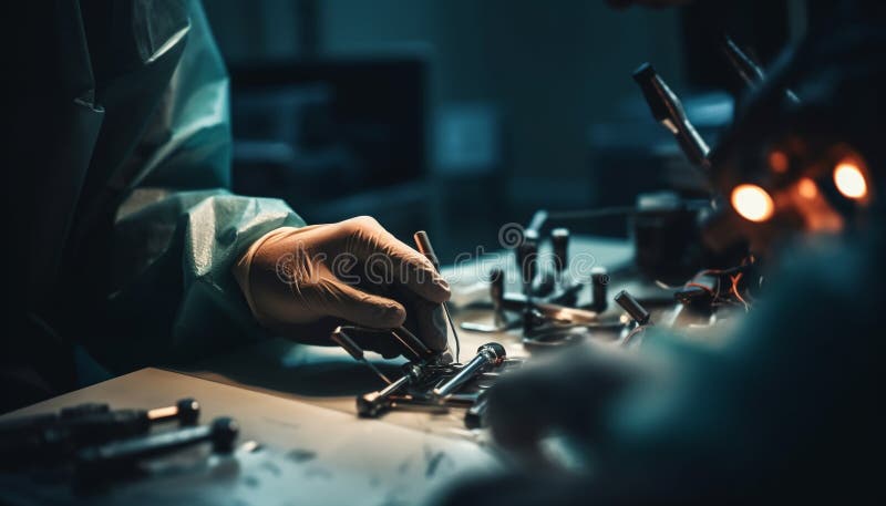 Skilled Mechanic Holding Wrench Repairs Machinery in Manufacturing ...