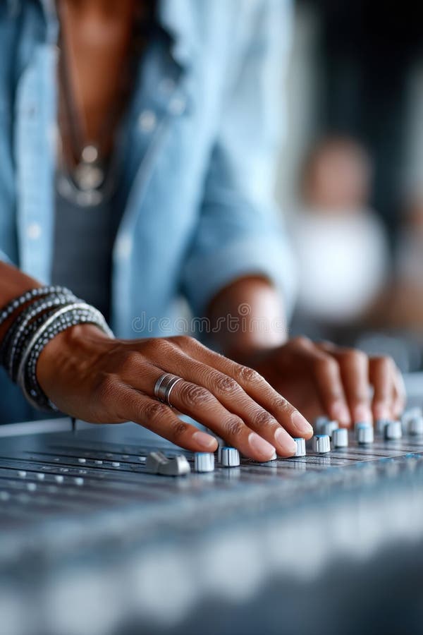 Sound Equipment at a Music Studio. Sliders on a Sound Mixer. Stock ...