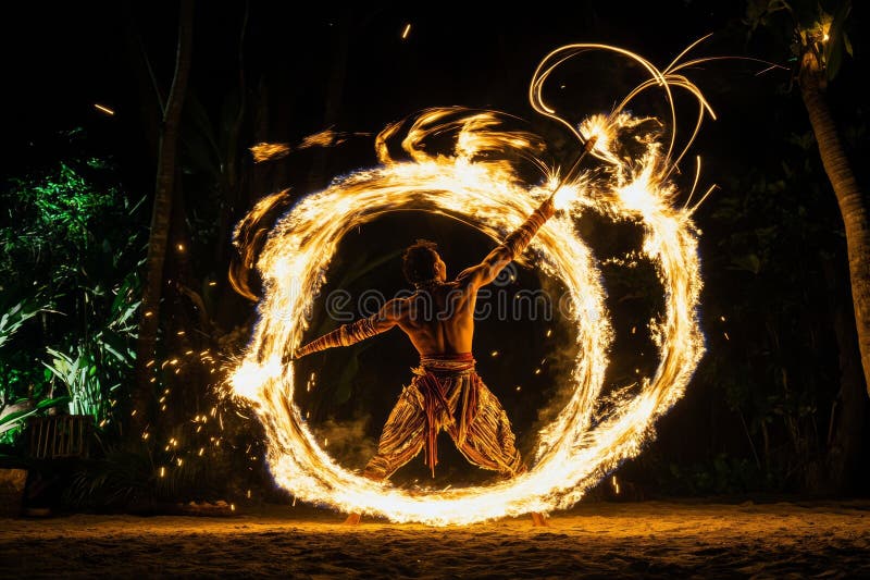 A Skilled Performer Captivates the Audience with a Mesmerizing Fire ...