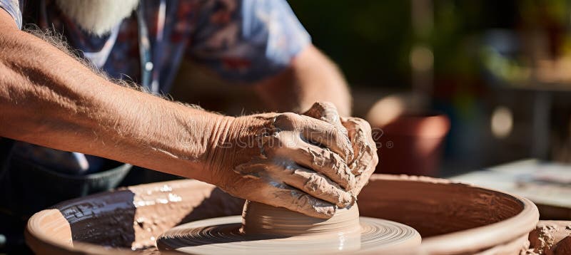 Skilled Potter Creating Matching Ceramic on Pottery Wheel in Ceramics ...