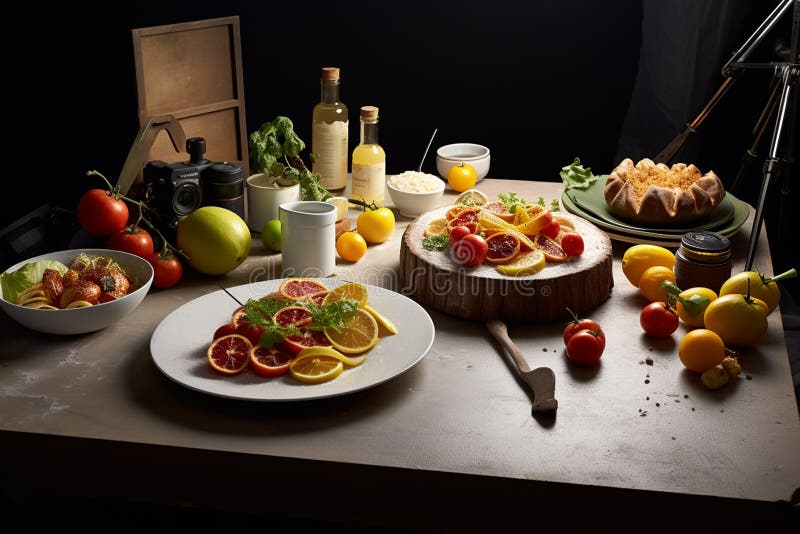 Skilled Professional Food Photographer at Work Stock Illustration ...