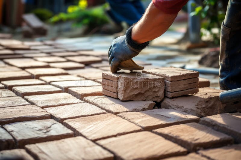 Skilled Professional Paver Worker Street. Generate Ai Stock Photo ... Skilled Professional Paver Worker Street. Generate Ai Stock Photo ...