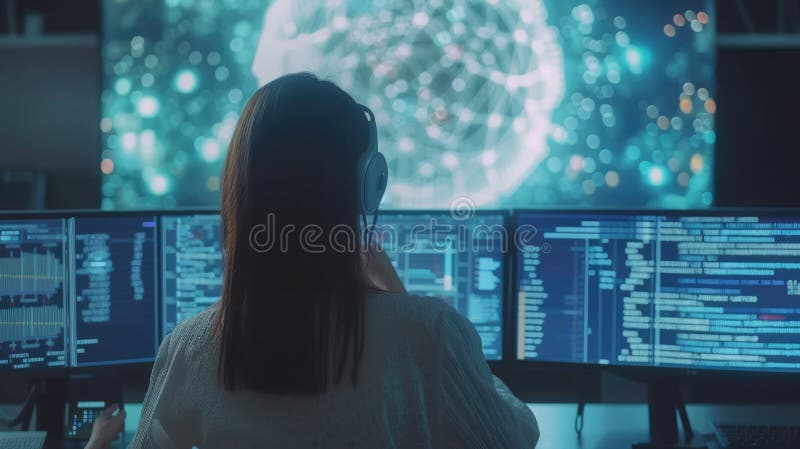 Skilled Programmer Coding Engineering Code while Sitting at Computer. AIG42. Stock Photo - Image ...