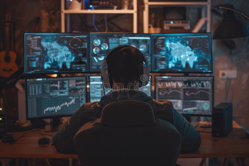 Skilled Programmer Coding Engineering Code While Sitting At Computer Aig42 Stock Image Image