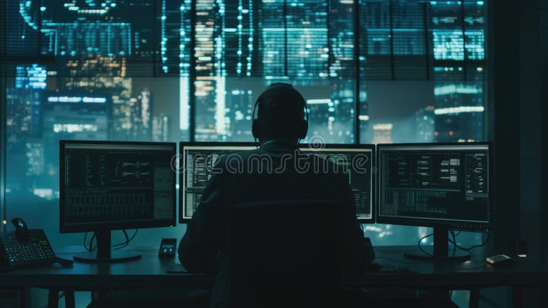 Skilled Programmer Coding Engineering Code while Sitting at Computer. AIG42. Stock Illustration ...