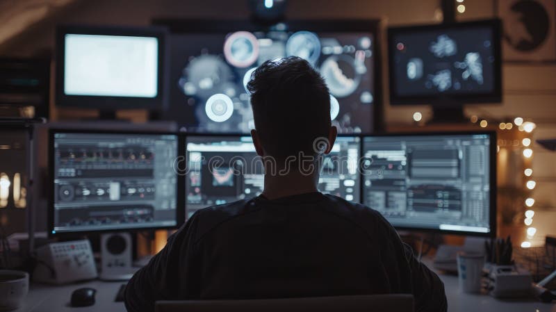 Skilled Programmer Coding Engineering Code While Sitting At Computer