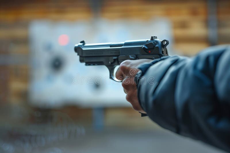 A Skilled Shooter Demonstrating Precision and Control while Aiming an ...