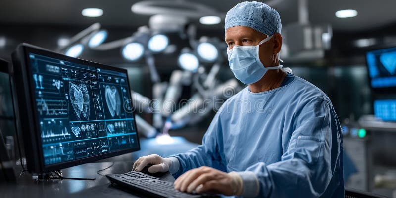 A Skilled Surgeon in a Modern Operating Room. he Works with Advanced ...