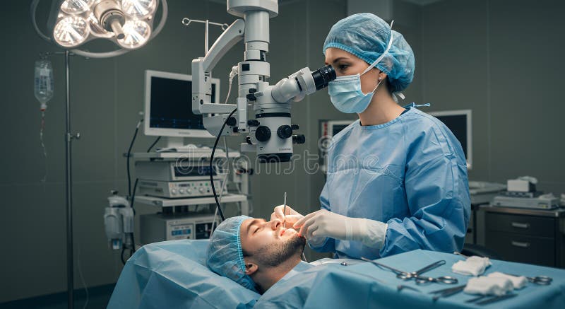 Skilled Surgeon Performing Precision Microsurgery with Advanced ...