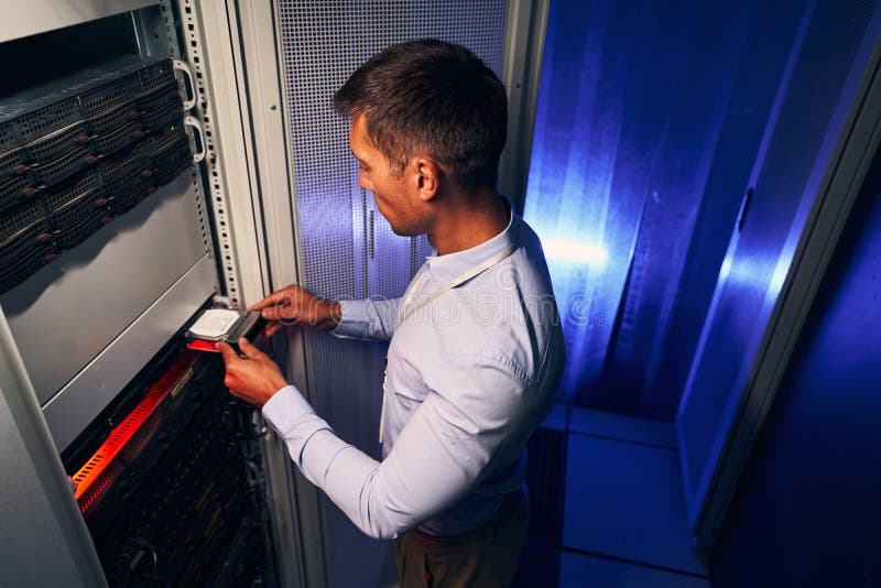 Skilled System Administrator Replacing Old Hardware Component Stock ...