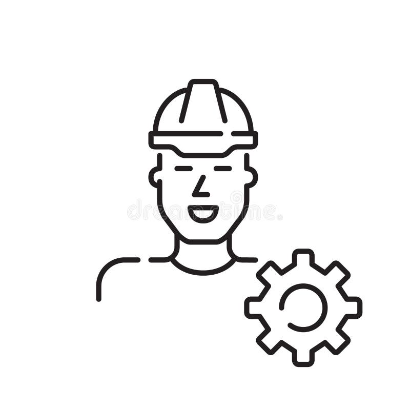 Skilled Technical Worker. Web Construction Engineer. Man in Hard Hat ...