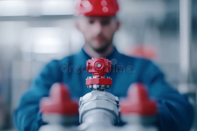Skilled Technician Inspecting Industrial Valve Components in ...
