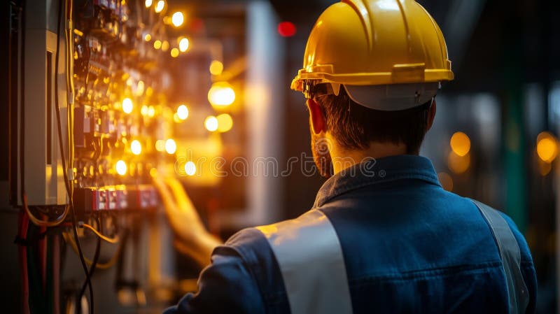 Skilled Technician Monitoring Electrical Control Panel for Safety and ...