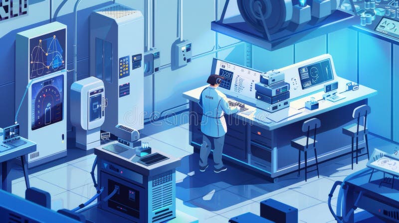 Skilled Technician at Work. High Detailed Technical Background Concept ...