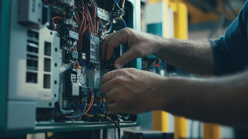 Skilled Technician Working on Complex Electrical System Stock Photo ...