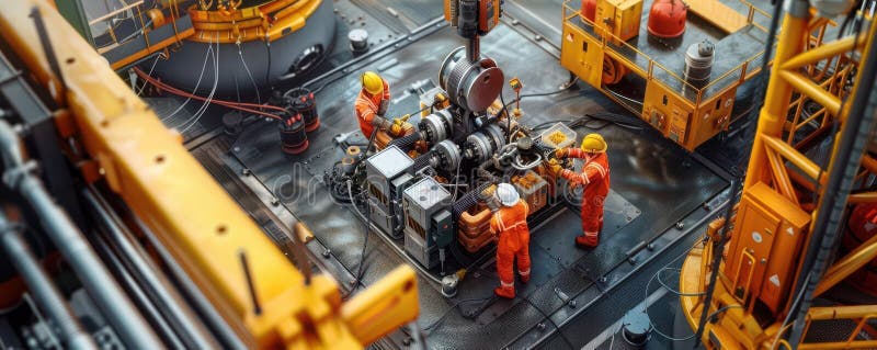 Skilled Technicians Calibrate Sensors on a Drilling Rig, Ensuring ...