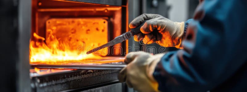 Crafting Metal in a Forge during Daytime with a Skilled Worker Handling ...