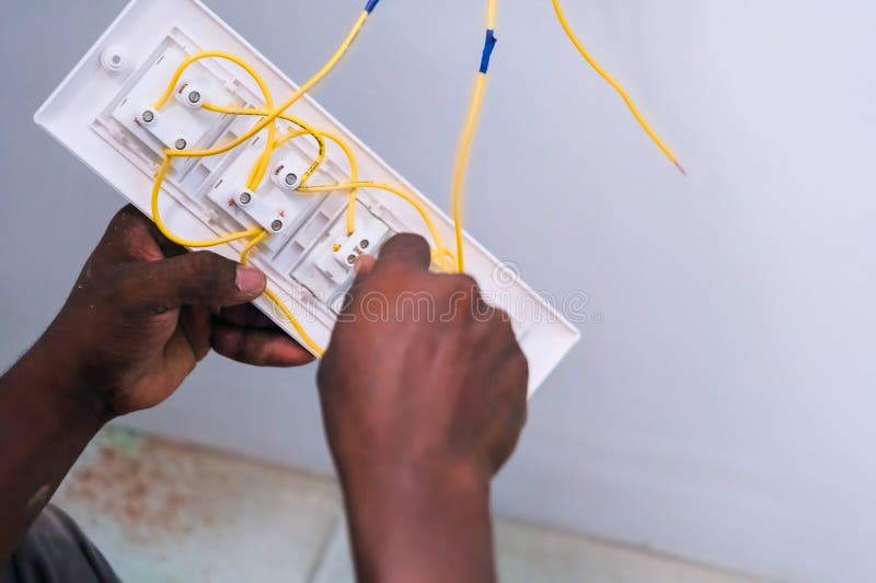 Electrician Installing Wiring in a Residential Setting Stock Image ...