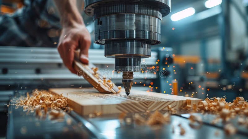 Skilled Worker Expertly Operates CNC Machine in Industrial Setting ...