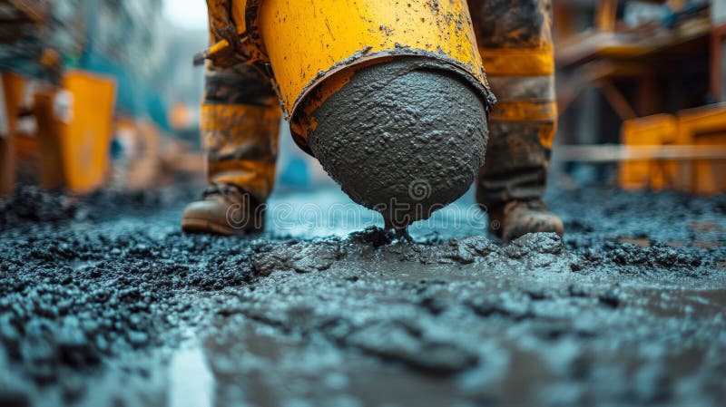 Skilled Worker Mixing Materials at Construction Site during Daylight ...