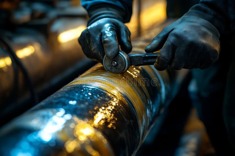 Skilled Worker Using Tool To Maintain Industrial Equipment in Workshop ...