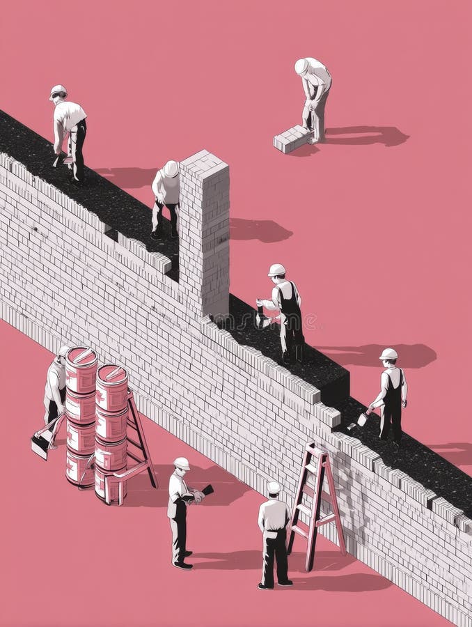 Brick Laying Tutorial Concept Featuring Skilled Workers Constructing a ...