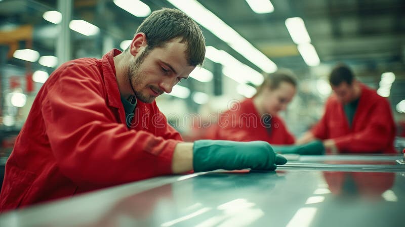 Workers Engaged in Assembly Line Tasks in a Manufacturing Facility ...