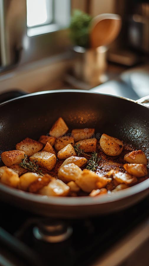 A Skillet of Crispy Roasted Potatoes with Paprika and Thyme, Served in ...