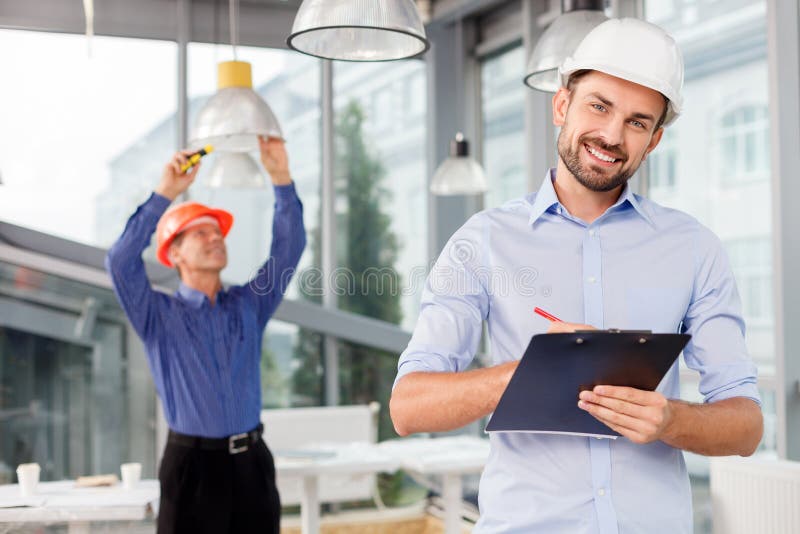Skillful Construction Team is Working with Joy Stock Image - Image of ...