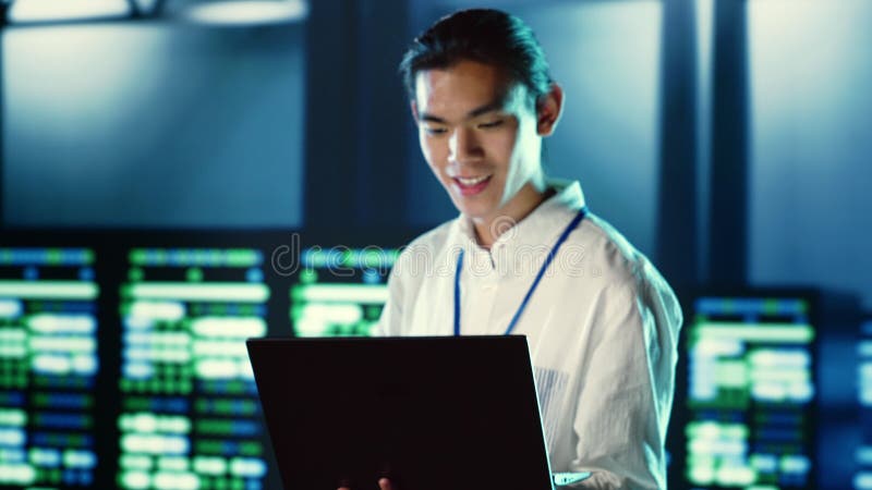 Admin Walks through Data Center Systems Stock Video - Video of cloud ...