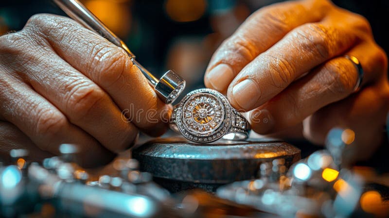 Skillful Jeweler Works on Silver Ring Using Small Hammer Shape it on ...