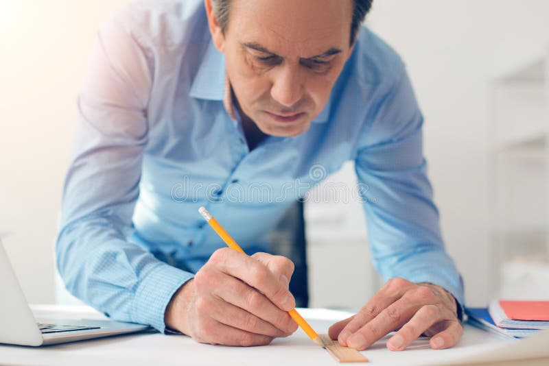 Skillful Professional Engineer Drawing Stock Image - Image of industry ...