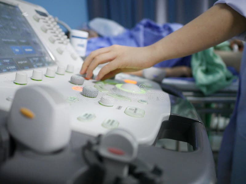 Skillful Sonographer Using Ultrasound Machine at Work Stock Image ...