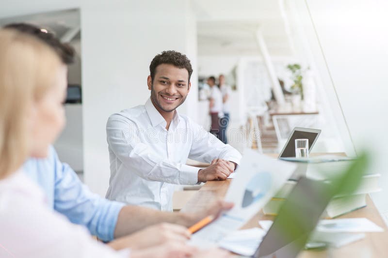 Skillful Young Workers are Communicating with Joy Stock Photo - Image ...