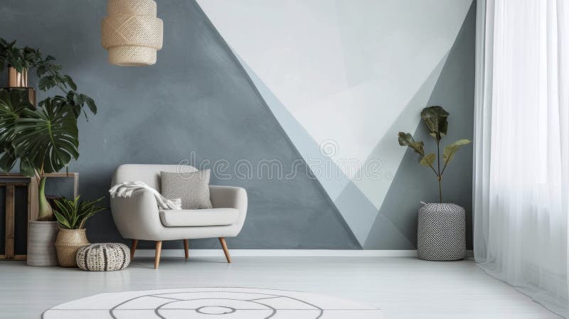 A Skillfully Painted Accent Wall in a Trendy Geometric Pattern Bringing ...