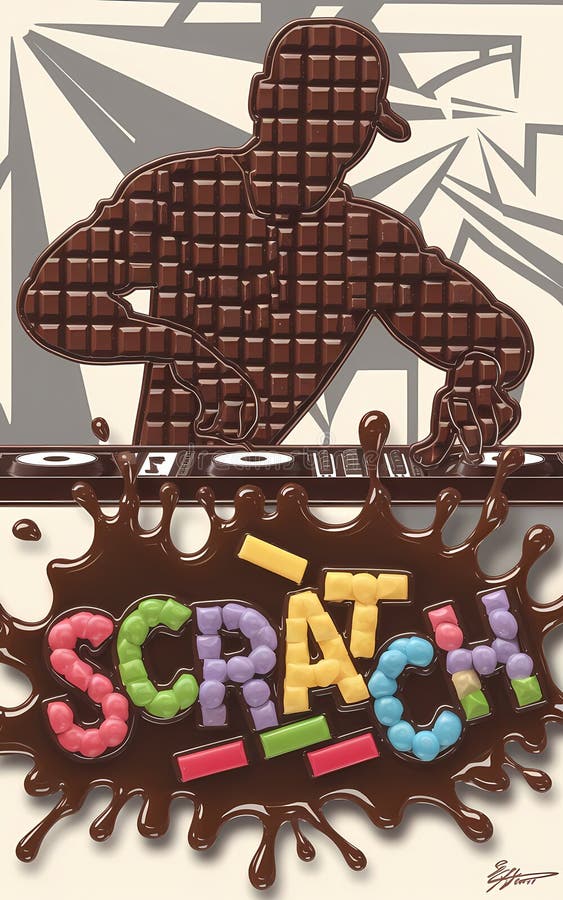 A Skillfully Scratching DJ, Made of Chocolates, with a Splash Art ...
