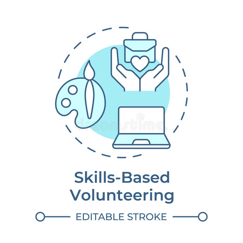Skills Based Volunteering Soft Blue Concept Icon Stock Vector ...