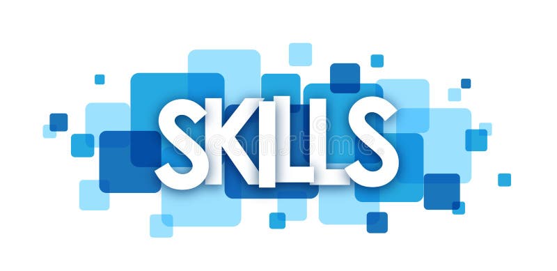 SKILLS Blue Overlapping Squares Banner Stock Vector - Illustration of ...