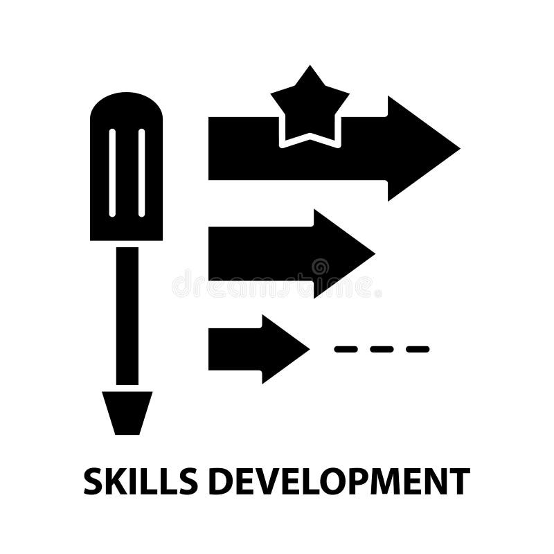 Skills Development Icon, Black Vector Sign with Editable Strokes ...