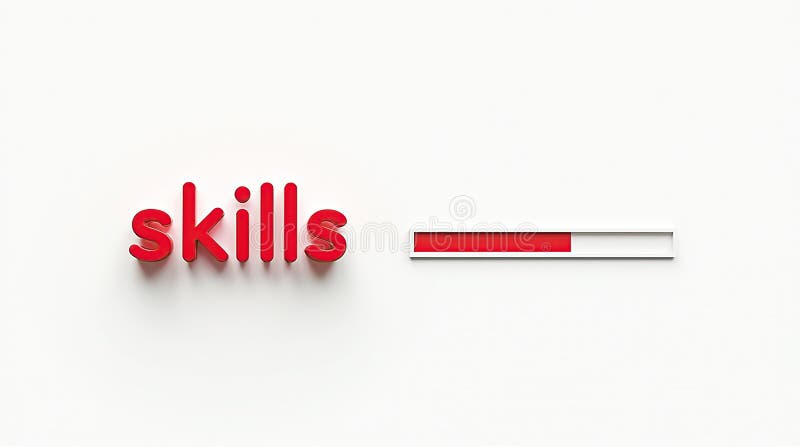 Skills Development Progress with Red Loading Bar on White Background ...